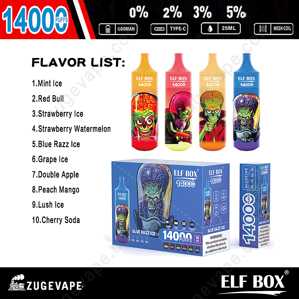 ELF BOX 14000 Puffs Wholesale Disposable Vape 14000 Puffs - ZugeVape