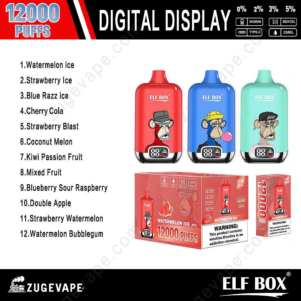 ELF BOX Digital 12000 Puffs 12K Disposable Vape Wholesale Supplier - ZugeVape
