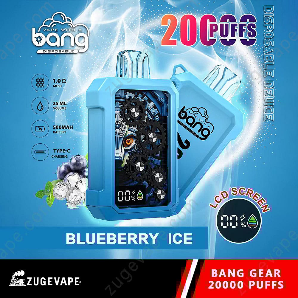 Bang Gear 20000 Puffs LCD Screen 20K Rechargeable Disposable Vape ...