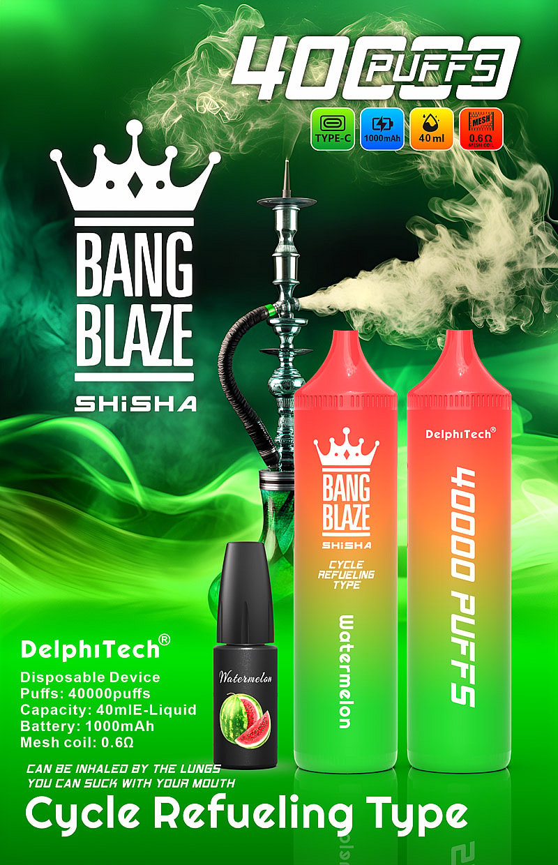 Bang Blaze Shisha 40000 Puffs 40k Refillable Oil Disposable Vape Pen ...
