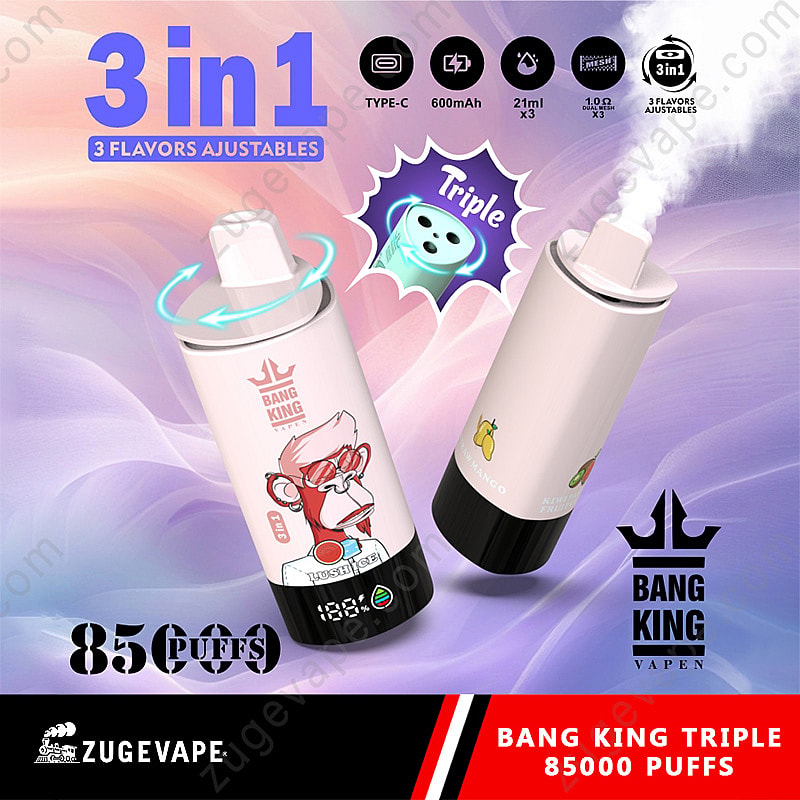 Bang King Triple 85000 Puffs 85k 3 In 1 Triple Flavors Disposable Vape ...