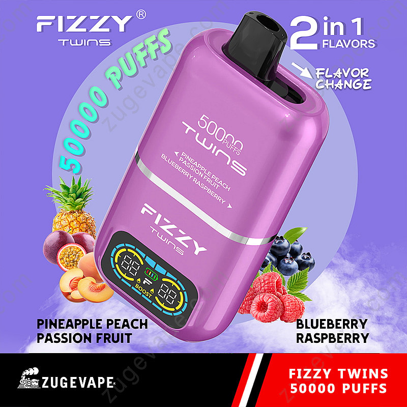 Fizzy Twins 50000 Puffs 50k Double Flavor Disposable Vape EU Warehouse ...