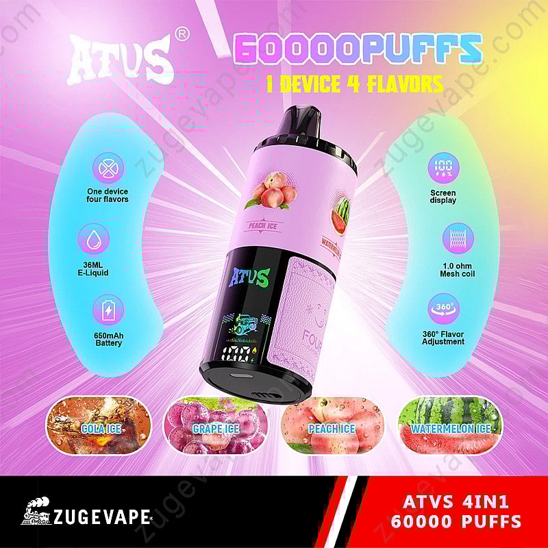 ATVS Warship 60000 Puffs 60k 4-i-1-smaker Engångsvape - ZugeVape