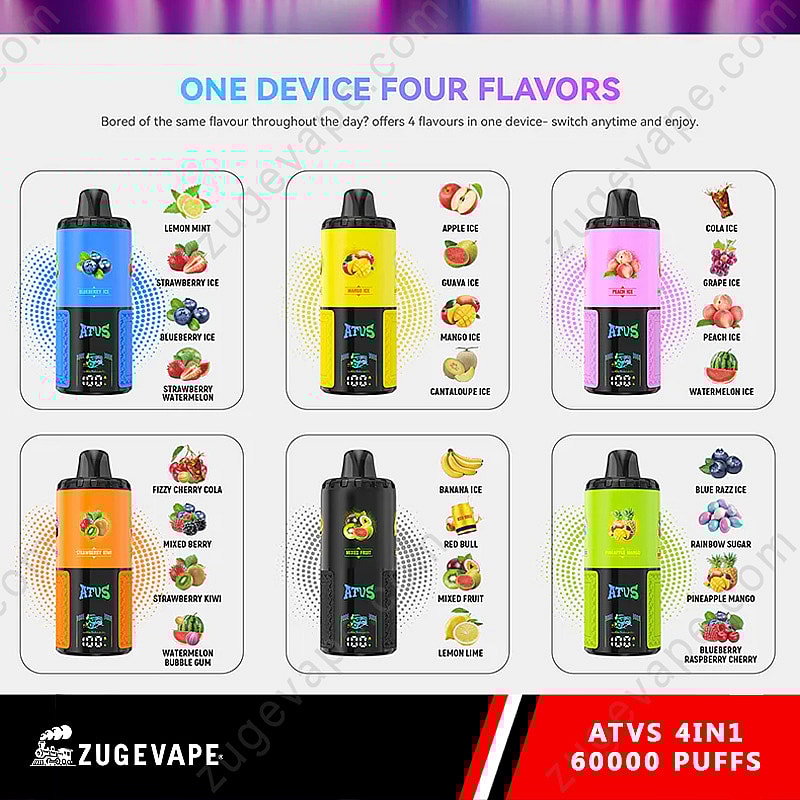 ATVS Warship 60000 Puffs 60k 4 In 1 Flavors Disposable Vape - ZugeVape