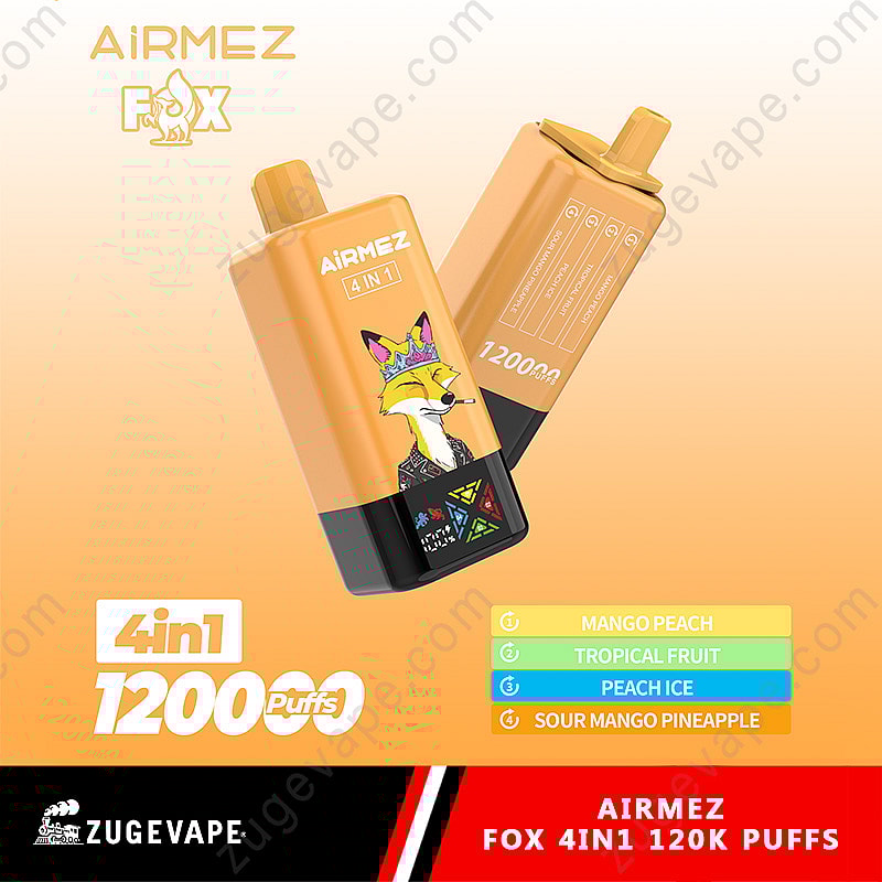 Airmez Fox 120000 Puffs 4 In 1 Flavors 120k Disposable Vape - ZugeVape