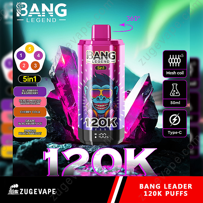 Bang Legend 120000 Puffs 5 In 1 Flavors 120k Disposable Vape - ZugeVape
