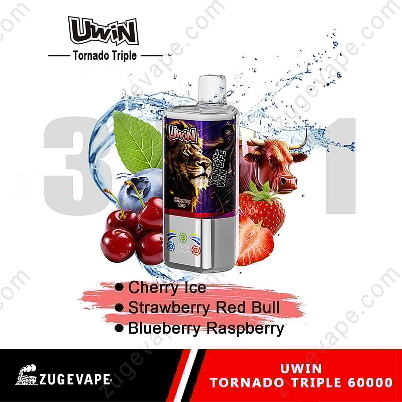 Uwin Tornado triple 60000 bocanadas 60k 3 en 1 triple sabores vape desechable - zugevape