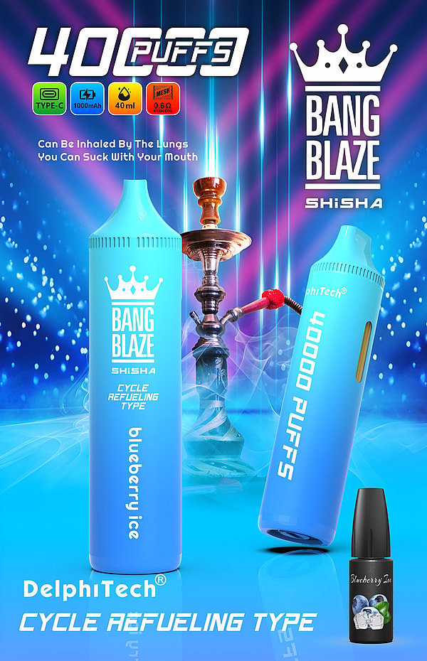 Bang Blaze Shisha 40000 Puffs 40k Refillable Oil Disposable Vape Pen ...