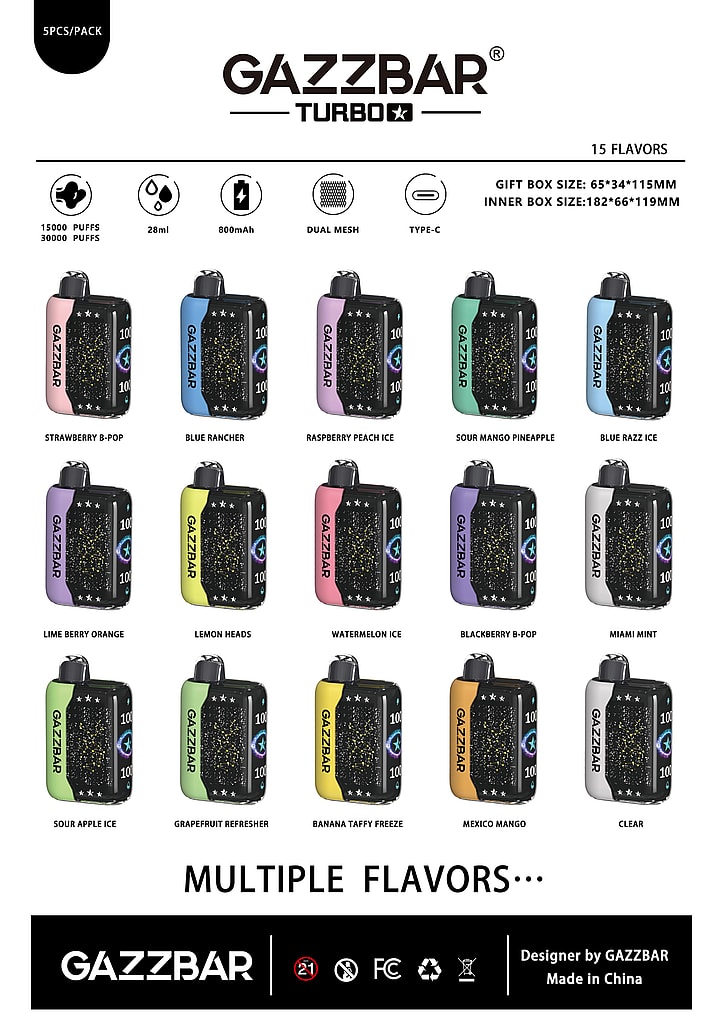 Gazzbar Turbo 30000 GAZZBAR 30K Puffs Dual Mesh Disposable Vape - ZugeVape